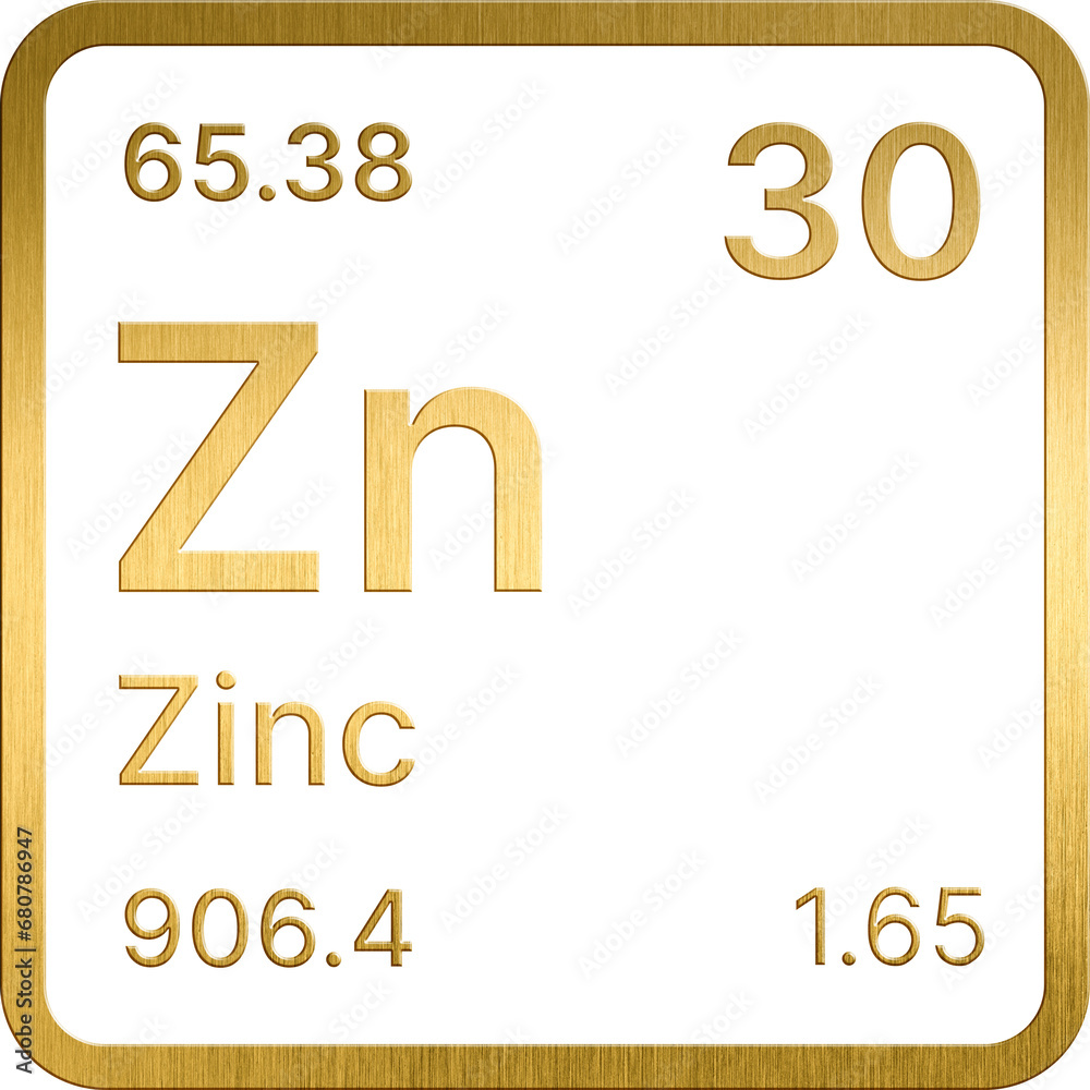 Golden 30. Zinc (Zn) Periodic table of the chemical elements Stock ...