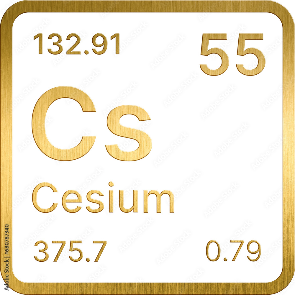 Golden 55. Cesium (Cs) Periodic table of the chemical elements Stock ...
