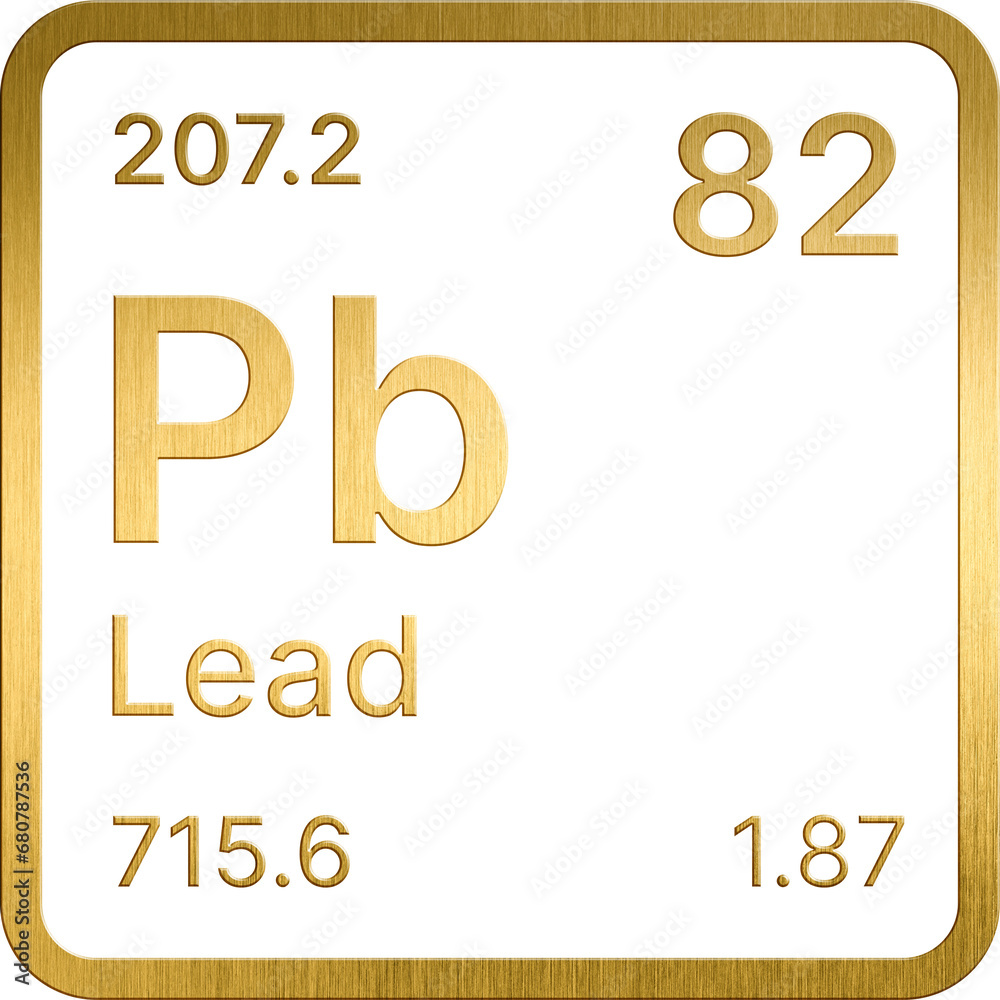 Golden 82. Lead (Pb) Periodic table of the chemical elements Stock ...