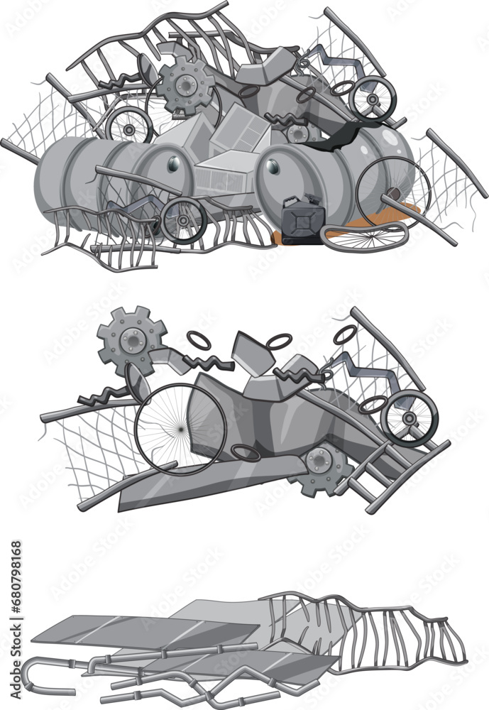 Photo & Art Print Junk Steel Pile for Recycling: A Vector Cartoon ...