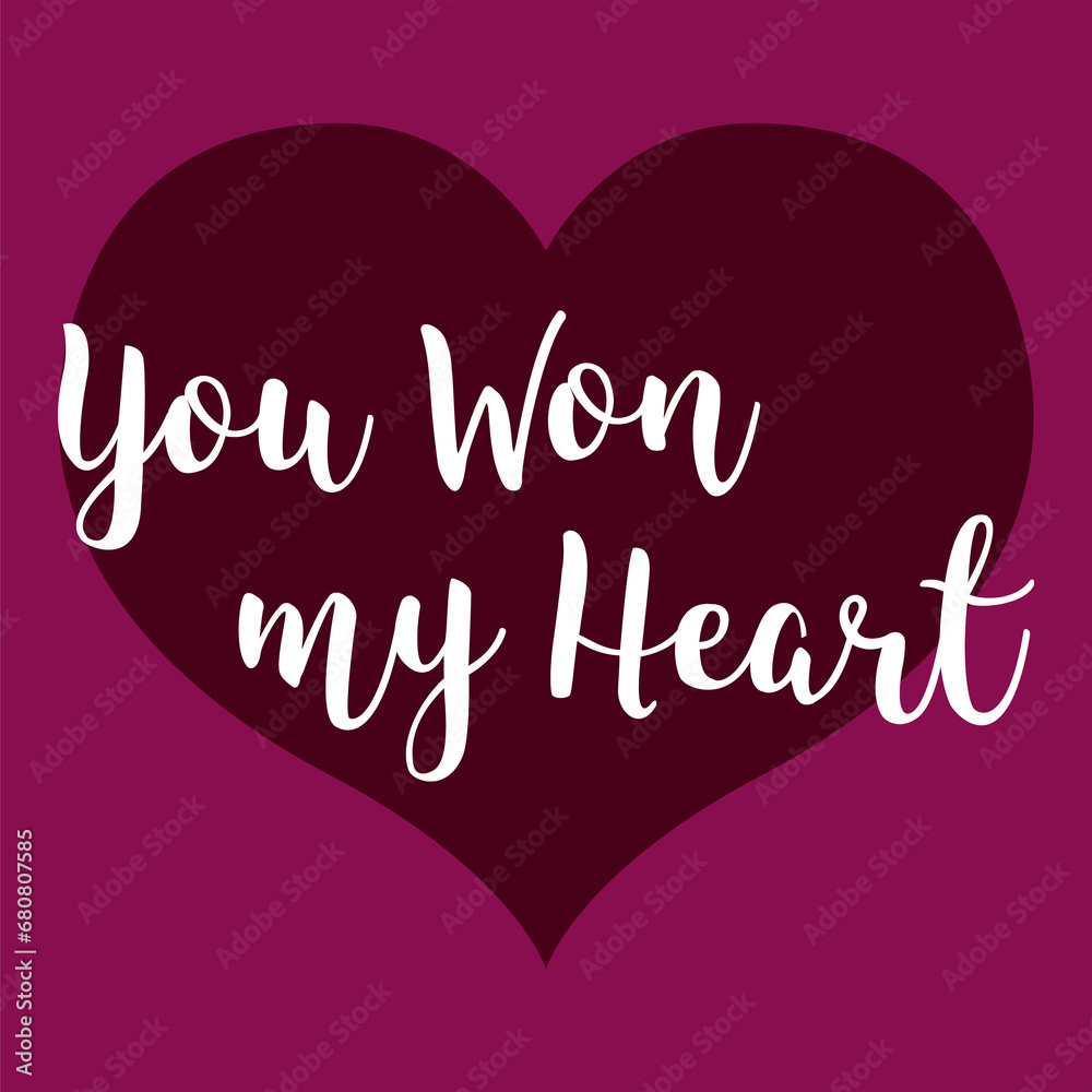 Digital png illustration of you won my heart text in claret heart on ...