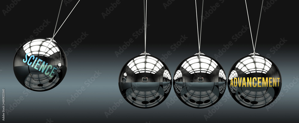 Science leads to Advancement. A metaphor in which science initiates ...