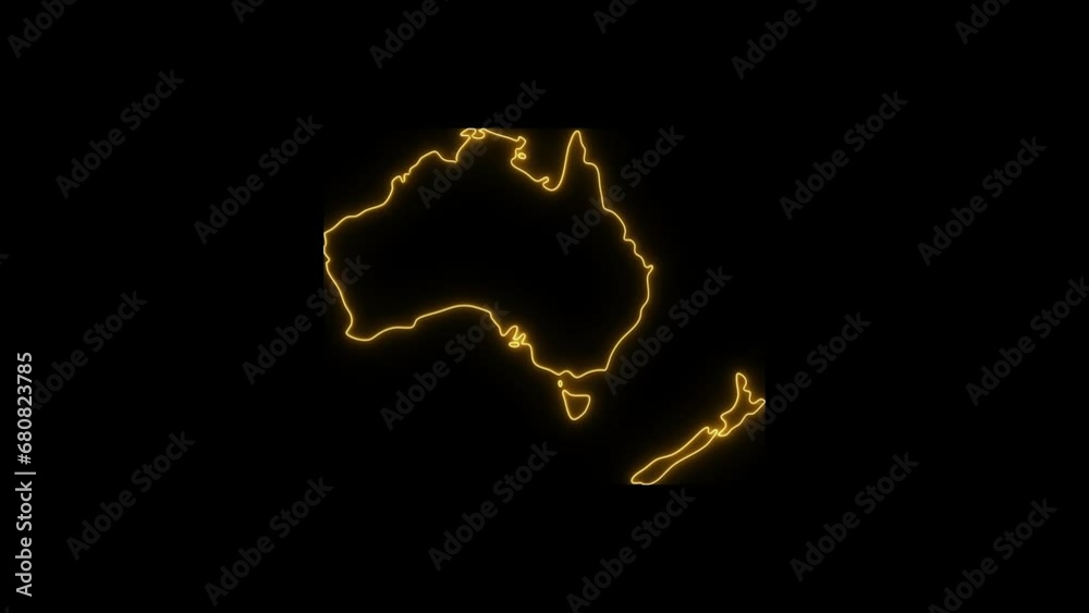 Animated Australia map neon glow blinking for background of technology ...