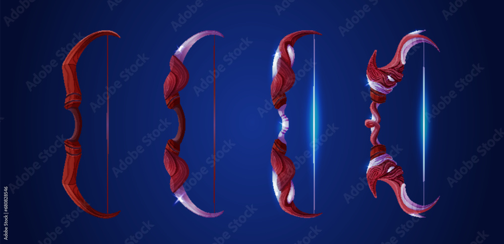 Archery bow of various complexity and decor for game ui level range ...