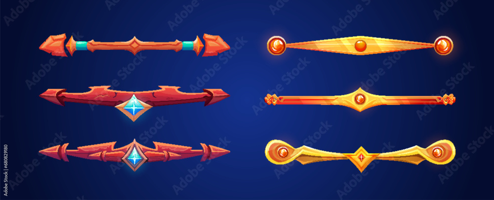 Magic game interface divider and border. Cartoon vector illustration ...