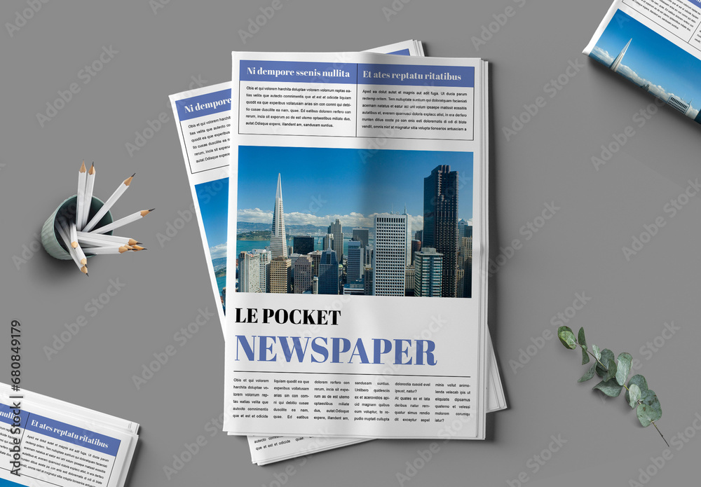 Le Pocket Newspaper Design Template Stock Template | Adobe Stock