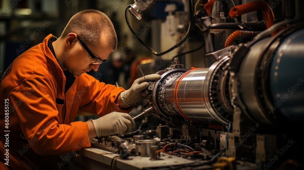 Rocket engineers building a rocket in an aerospace factory Stock Photo ...