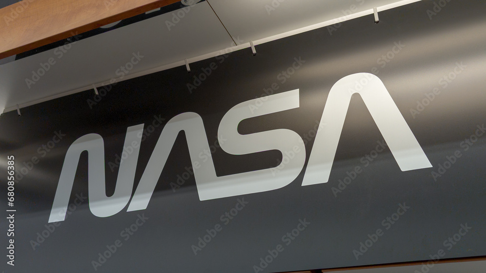 NASA brand logo and text sign on facade shop of fashion clothing ...