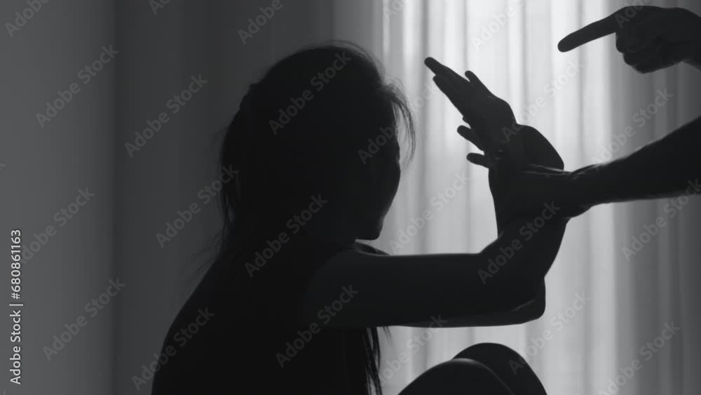 Shadow video of man and woman arguing in bedroom, family crisis ...