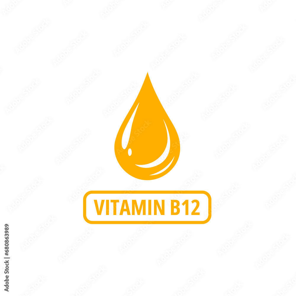 Vitamin B12 icon vector, label for food packaging, drug business ...