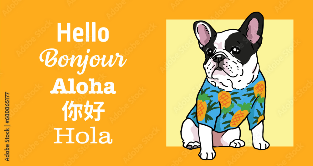Composition of "Hello" messages in 5 different written languages, with ...