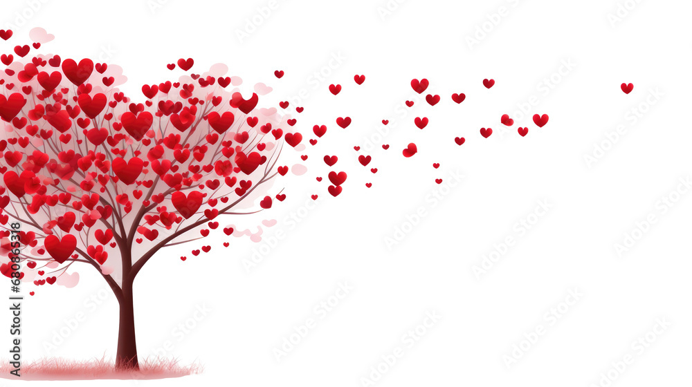Red heart tree isolated on white or transparent background, png Stock ...
