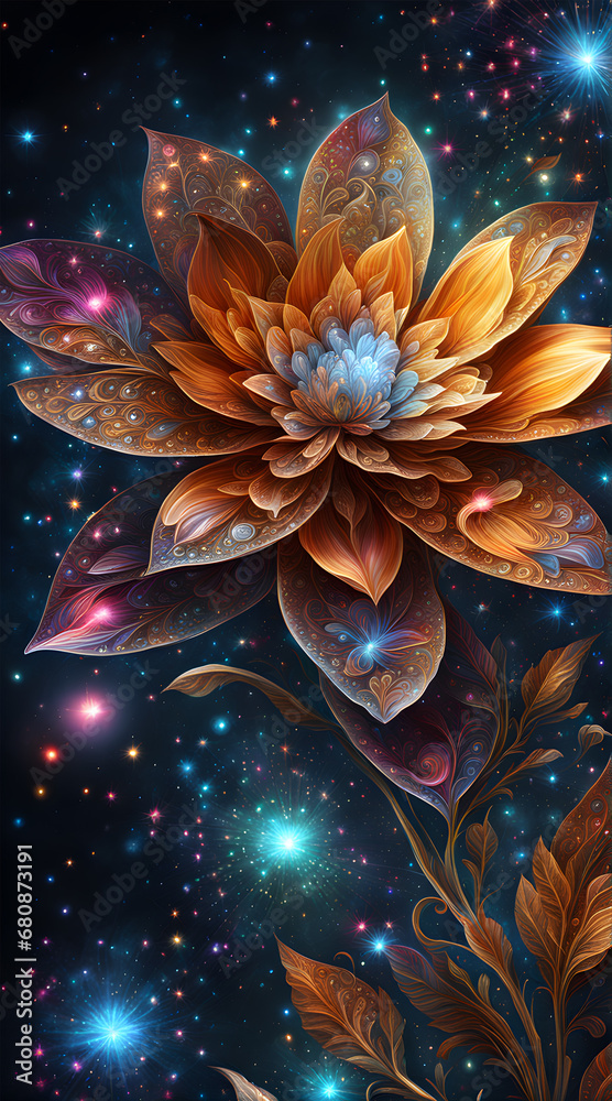 Colorful cosmic flowers that are highly detailed, beautiful, and ...