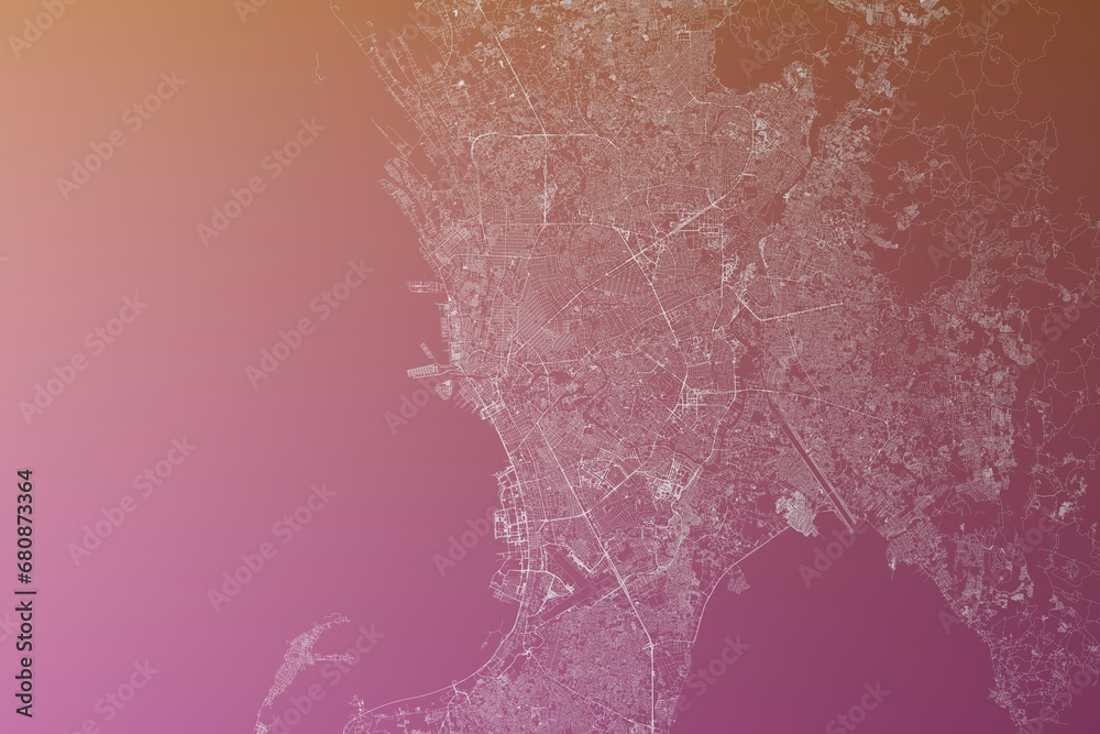 Map of the streets of Manila (Philippines) made with white lines on ...