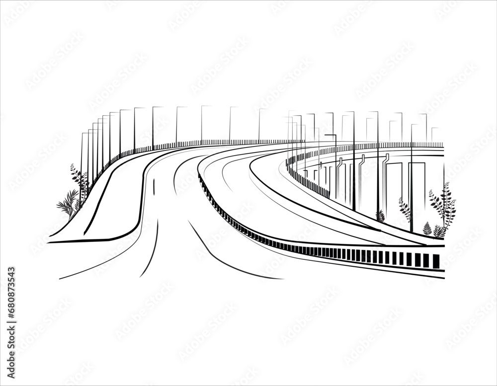 Illustration line Art of Dhaka Elevated Expressway. Elevated Expressway ...