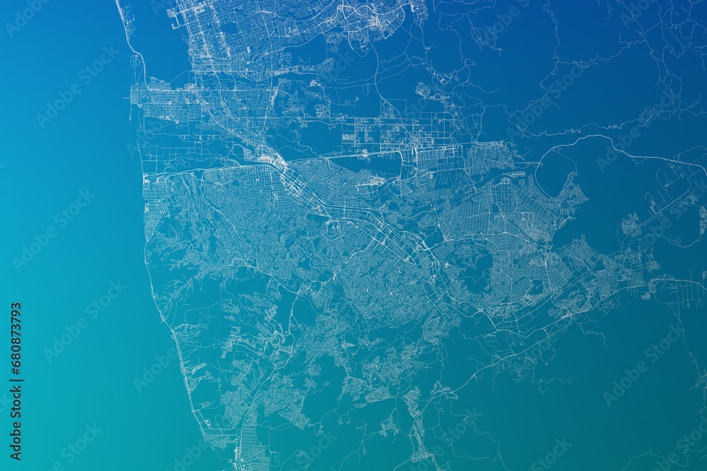 Map of the streets of Tijuana (Mexico) made with white lines on ...