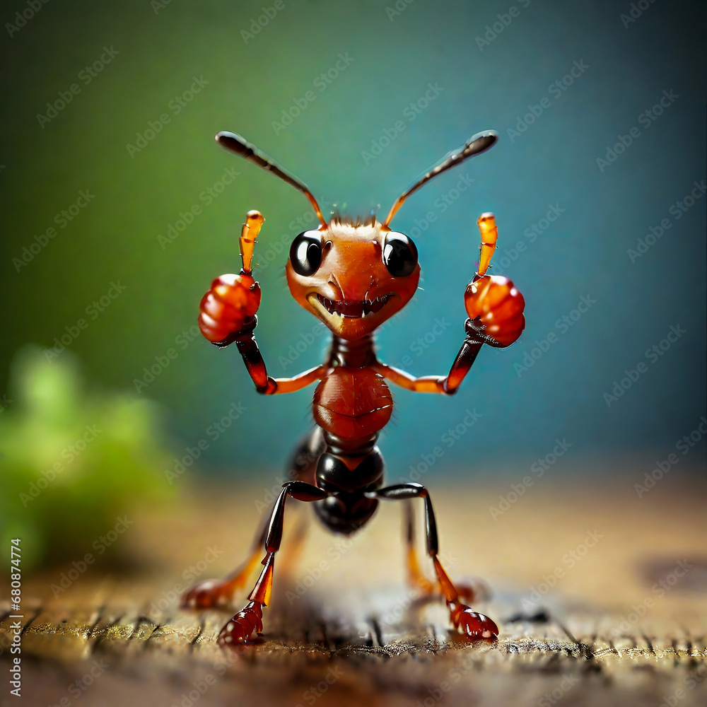 ant giving two thumbs up, micro photography concept Stock Illustration ...