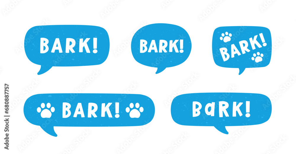 Bark text in a speech bubble balloon set, digital sticker design. Cute ...