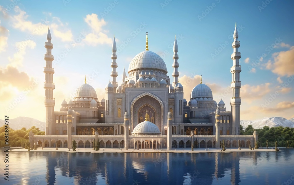 Realistic photo of a mosque with magnificent ancient Islamic ...