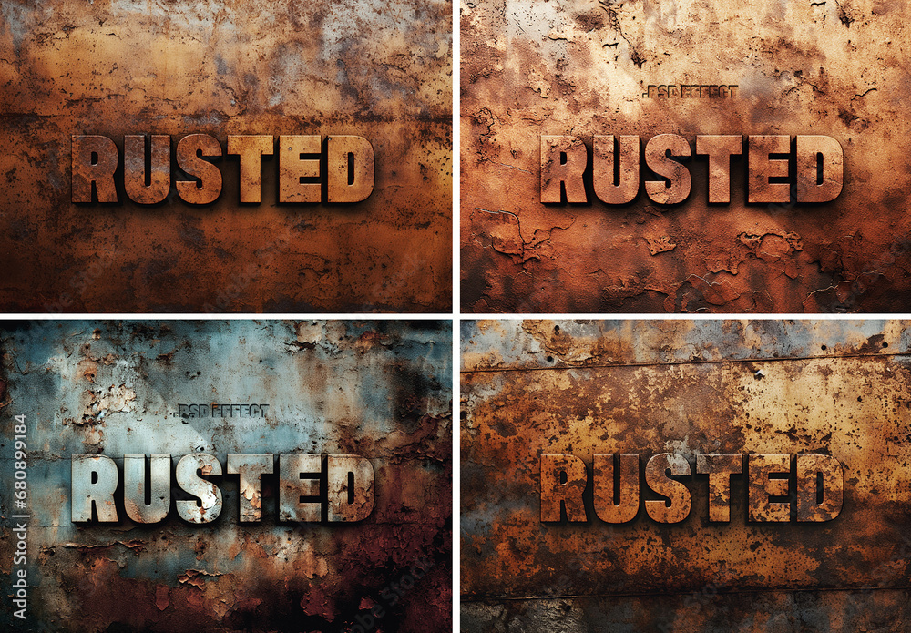 Rusted text effect bundle with 5 textures included - ai generative ...