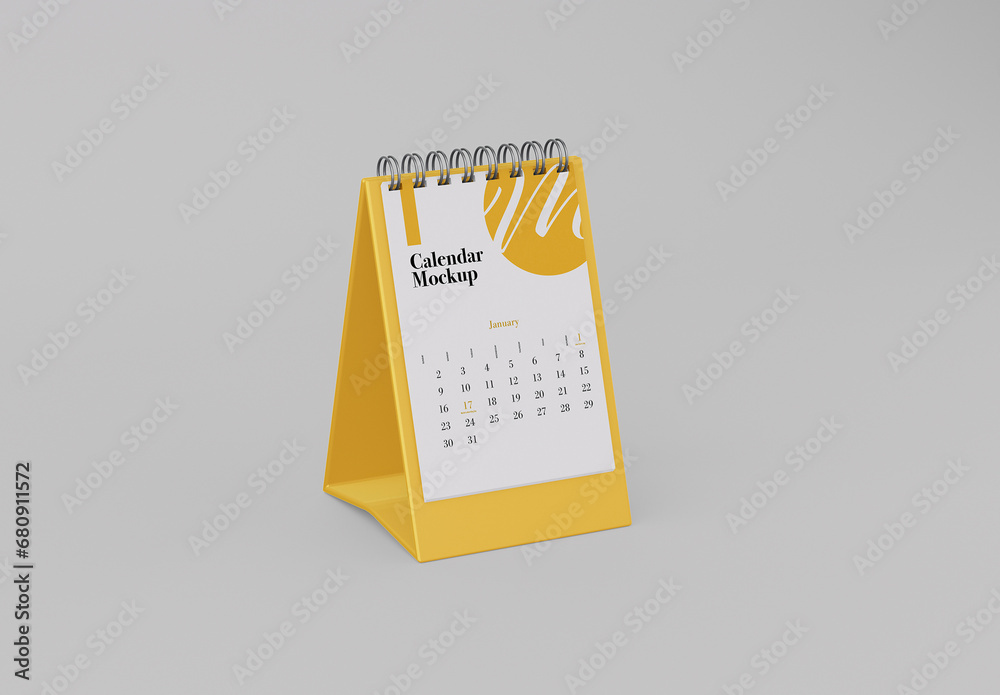 Perspective View Desktop Calendar Mockup Stock Template | Adobe Stock