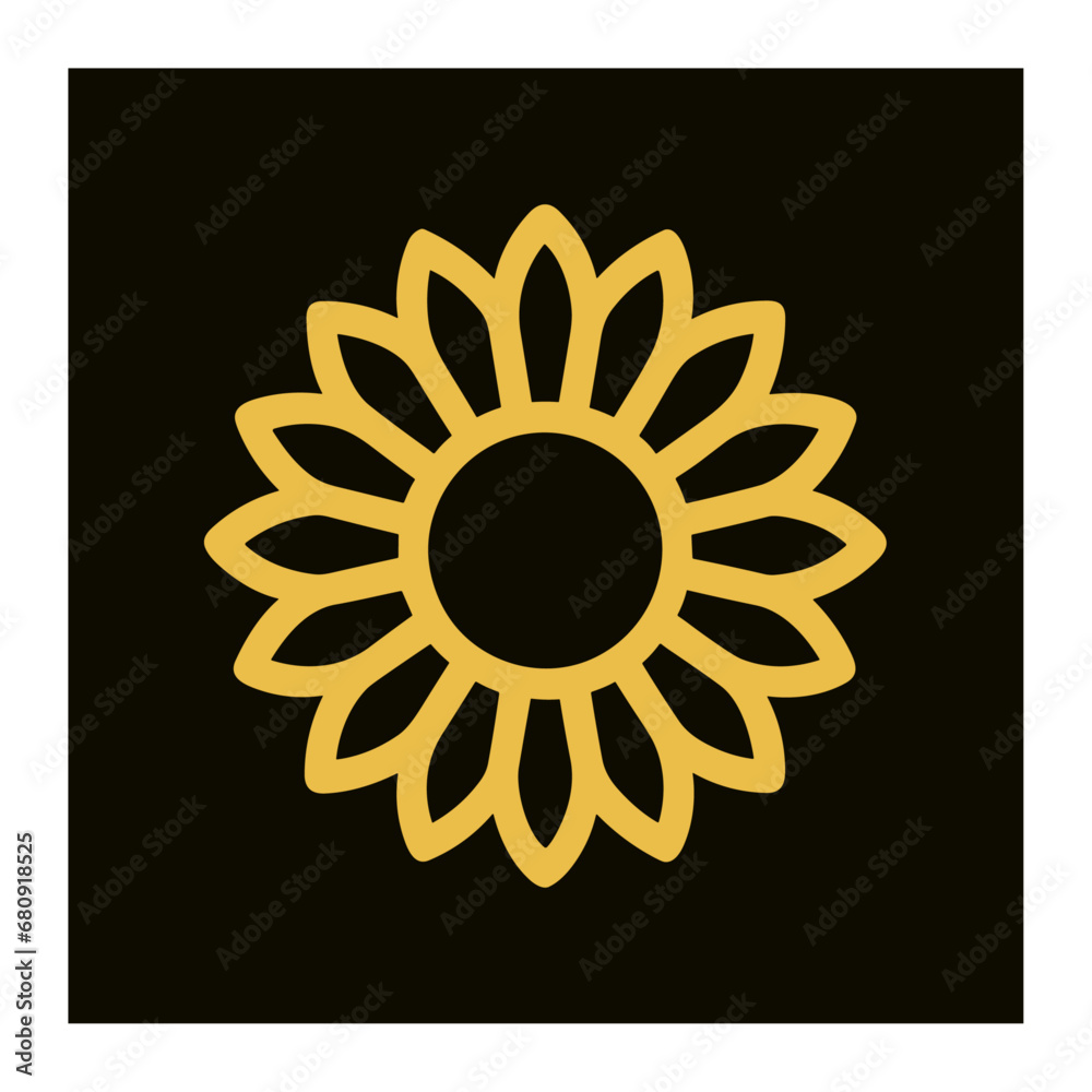 Minimal line art vector logo of a sunflower, suitable for various ...