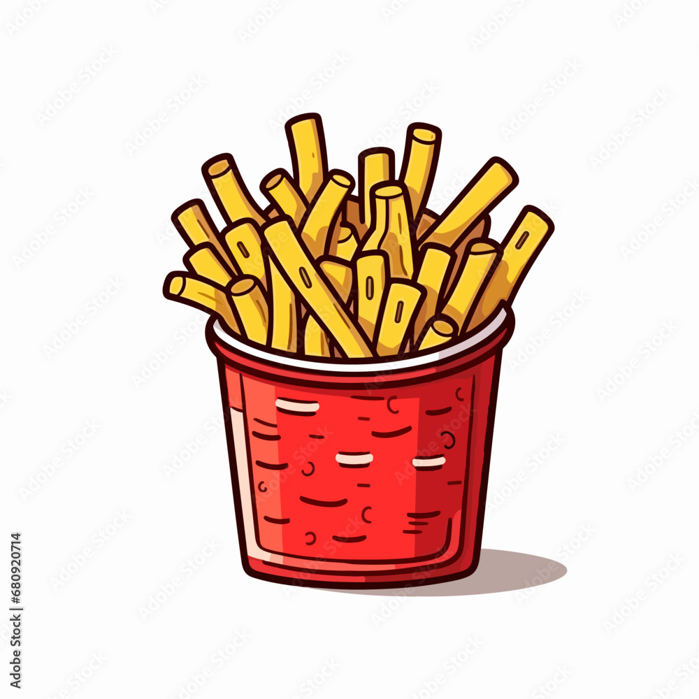 Chips hand-drawn illustration. French fries. Vector doodle style ...
