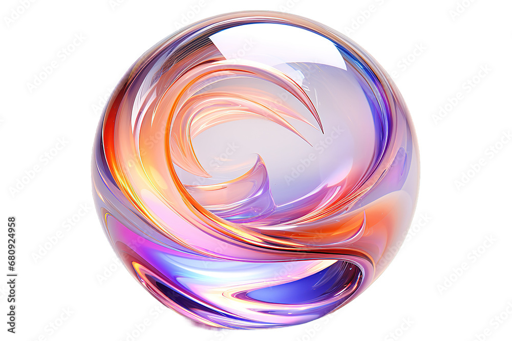3d render of abstract glass sphere with blur and dispersion effect with ...