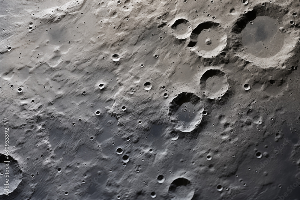 Moon surface as seen from space with visible craters and clouds ...