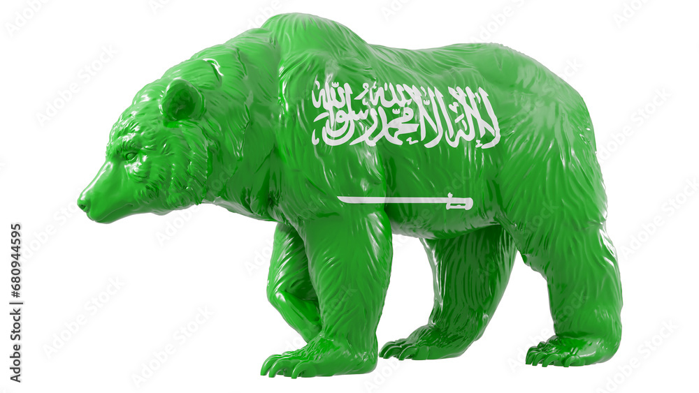 A bear with Saudi Arabia flag on transparent background representing ...
