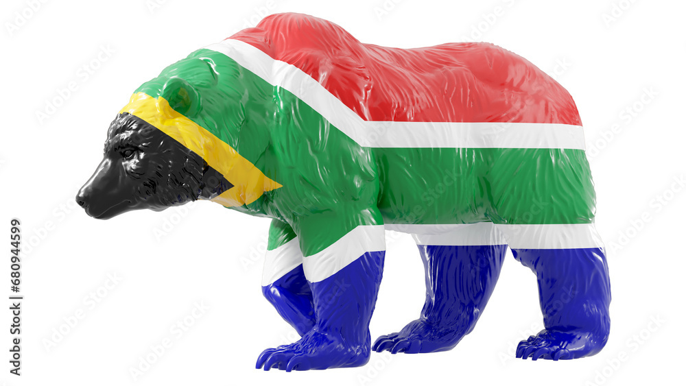 A bear with South Africa flag on transparent background representing ...