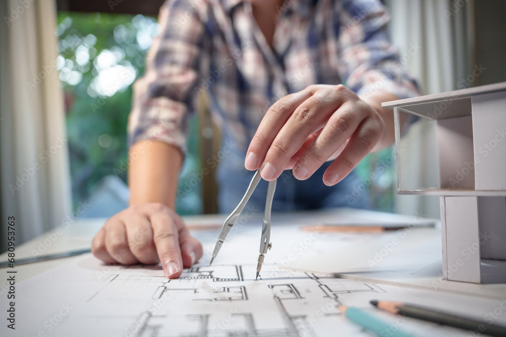 Architecture drawing on architectural project business architecture building construction ...