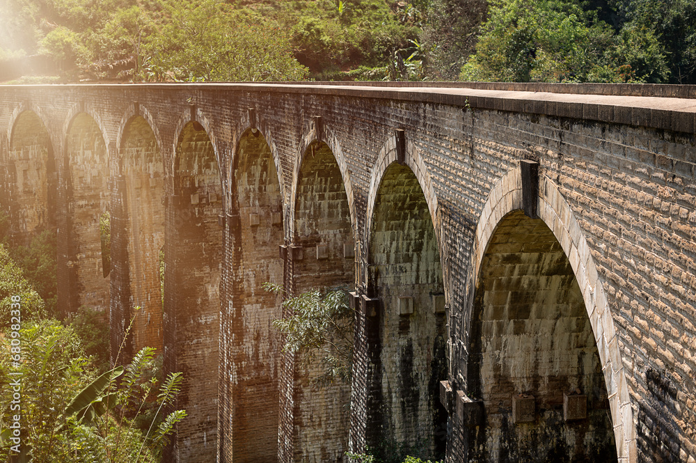 The Nine Arches Bridge is one of the iconic bridges in Sri Lanka. Stock ...