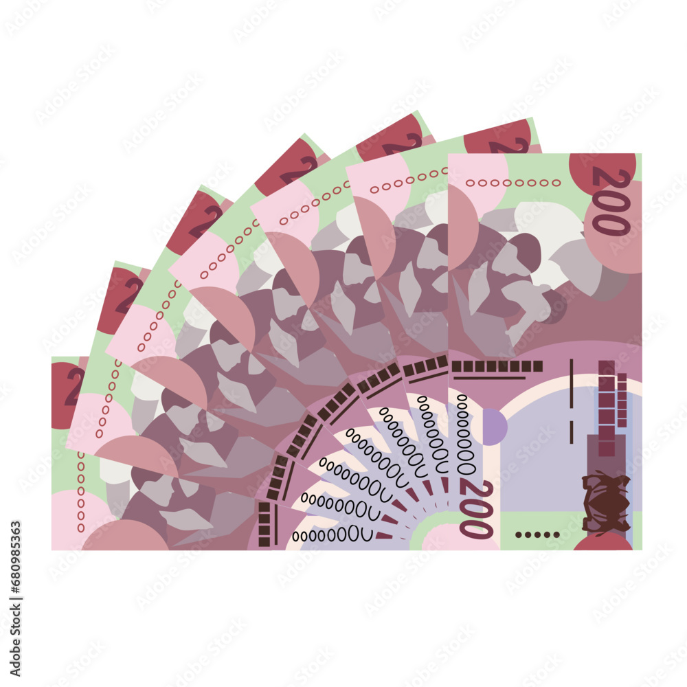 Pula Vector Illustration. Botswana money set bundle banknotes. Paper ...