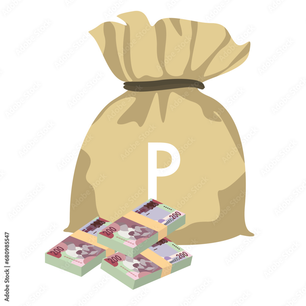 Pula Vector Illustration. Botswana money set bundle banknotes. Money ...