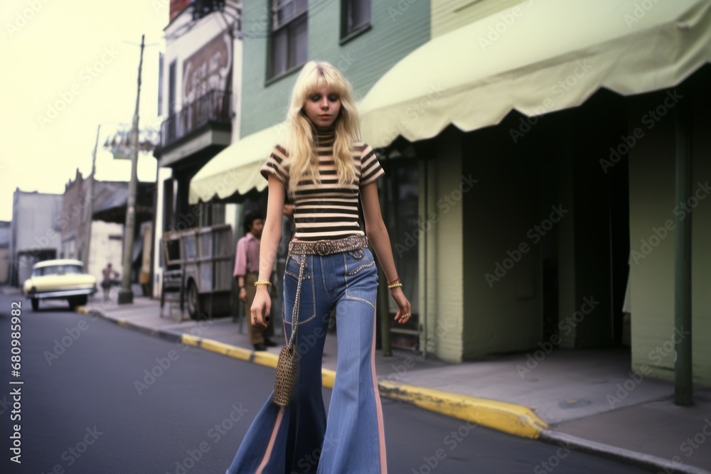Candid Street Portrait of a Vintage Blonde Woman in the style of the ...