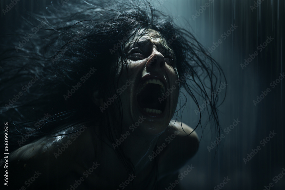 Horror, psychology, fear concept. Abstract, surreal and horrifying ...