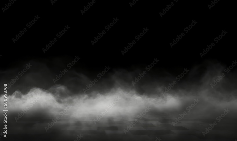 Smoke on floor, fog effect over surface, white cloud, perspective ...