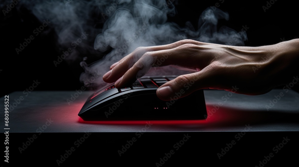 Computer mouse and hand, 3d render. a person is holding a PC mouse ...