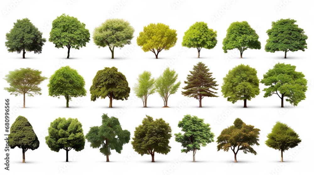 Big set of 3D Green Trees Isolated on white background , Use for ...