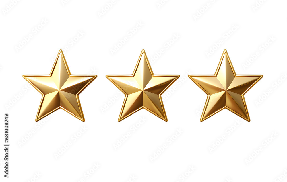 Three stars golden score ranking review isolated on transparent ...