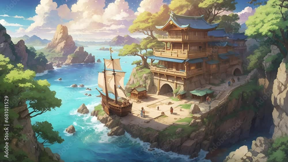 Anime Adventure: Mesmerizing 3D Scenes of a Treasure Map in Japanese ...