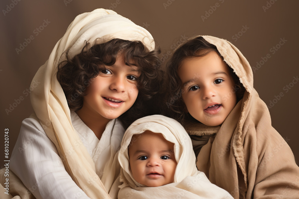 Children dressed up as mary and joseph. Nativity scene Stock ...