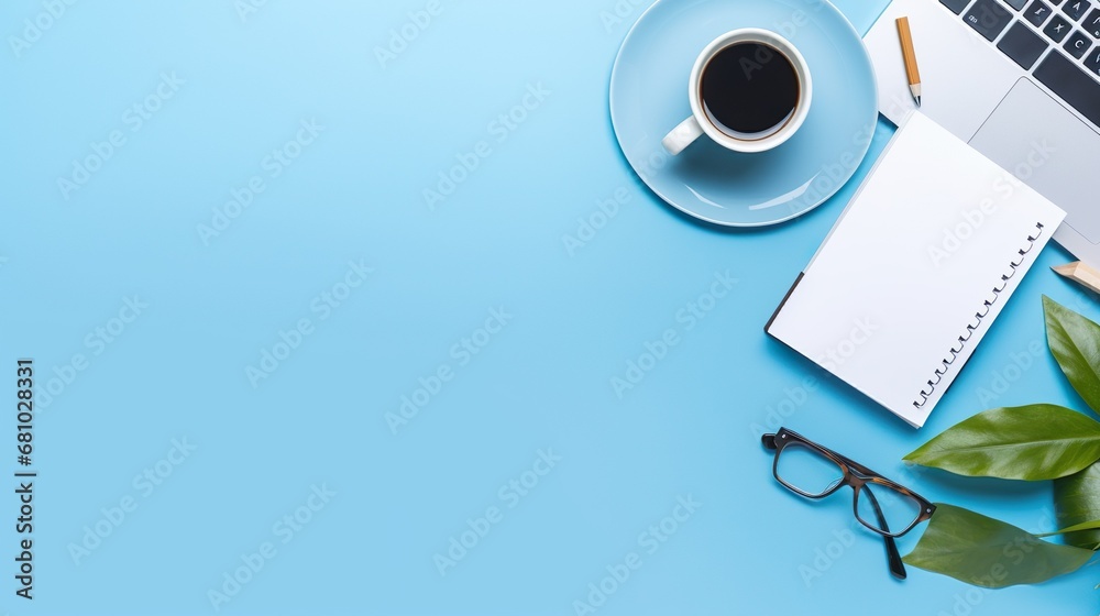 pastel blue minimalist office desk table. For a desk and workspace ...