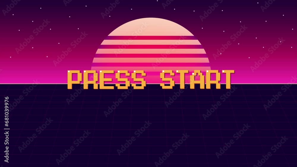 PRESS START.pixel art .8 bit game. retro game. for game assets. Retro ...