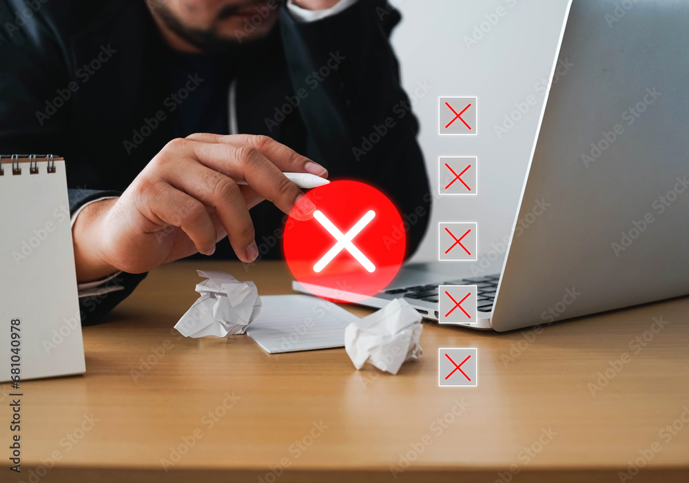 Businessman tick mark to rejected and approve document checklist.check ...