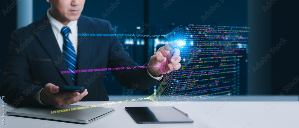 Big Data science, related technologies. Data scientists calculate ...