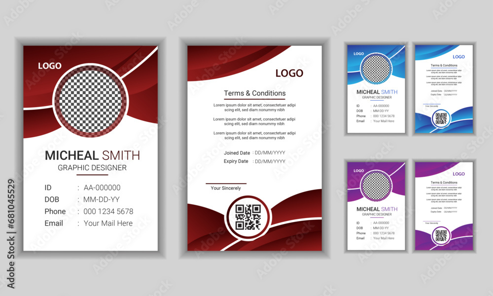Minimal office Identity card template design with multi color variation ...