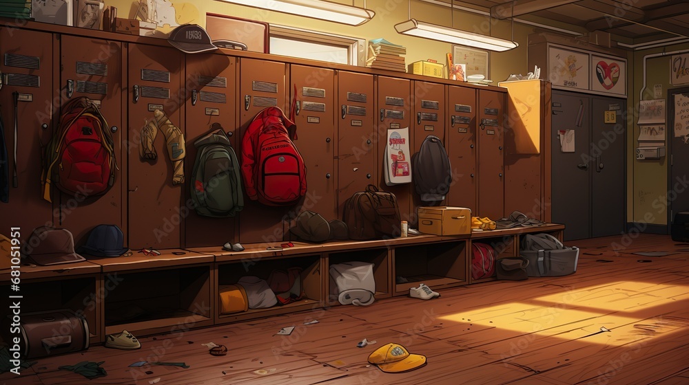 Blue metal Lockers. Lockers in school or gym with silver handles and ...