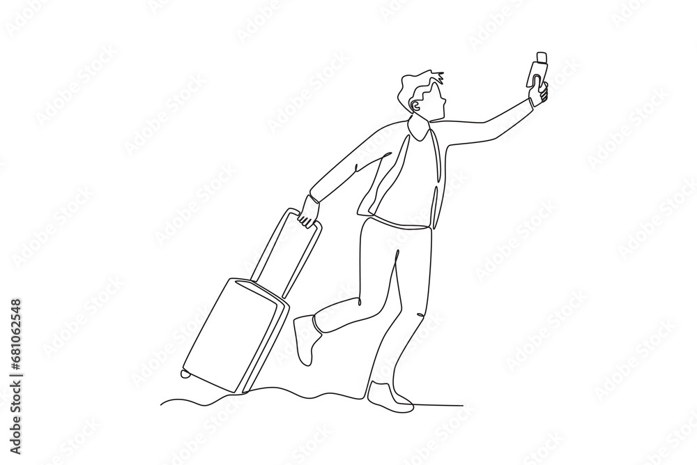 Vecteur Stock Continuous one line drawing active happy a man who was ...